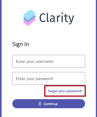 Clarity Human Services Passwords (New Clarity Interface)